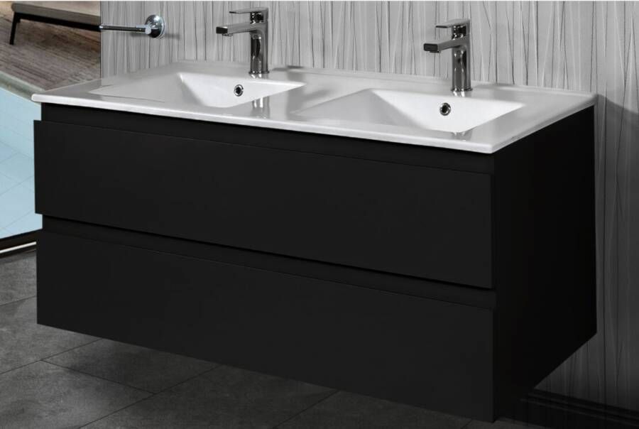 Creavit Sally badmeubel 120cm mat zwart - Sanitair.nl