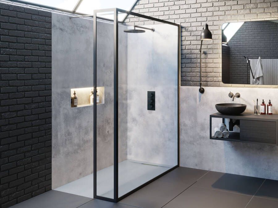 Riho Lucid 402 Swing inloopdouche 120cm Zwart - Sanitair.nl