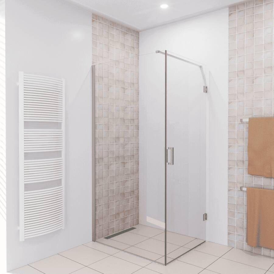 SaniClear Douchecabine Modern | 90x90x200 cm | 1 Draaideur | Rvs look ...