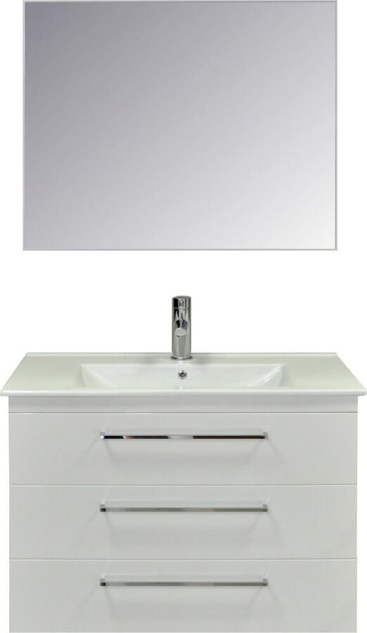 Sanicare Badkamermeubelset Q6 Drie Laden Chromen Greep 100 cm Grey-Wood ...