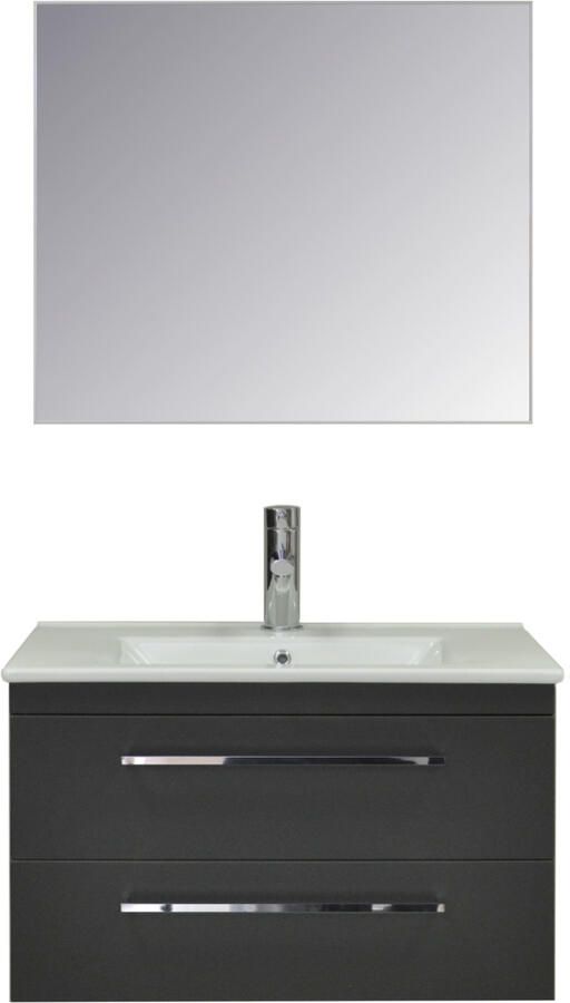 Sanicare Badkamermeubelset Q6 Twee Laden Chromen Greep 60 cm Grey-Wood ...