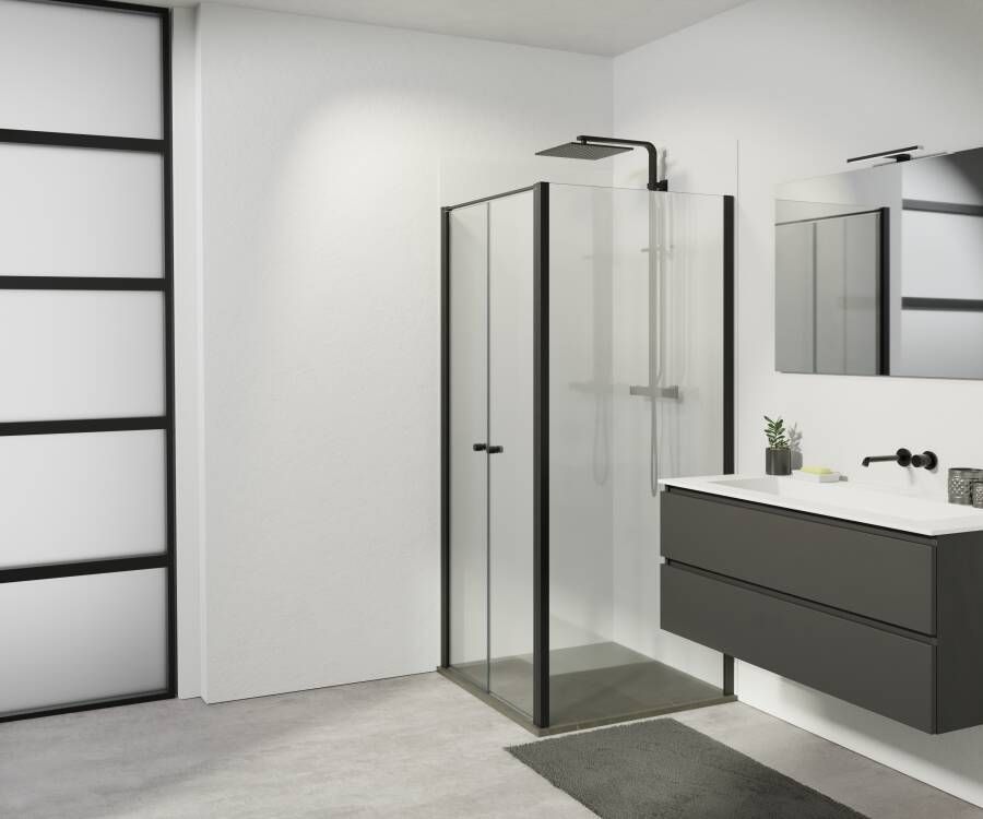 Luca Varess Kuresa douchecabine met pendeldeuren 90 x 90 cm helder glas ...